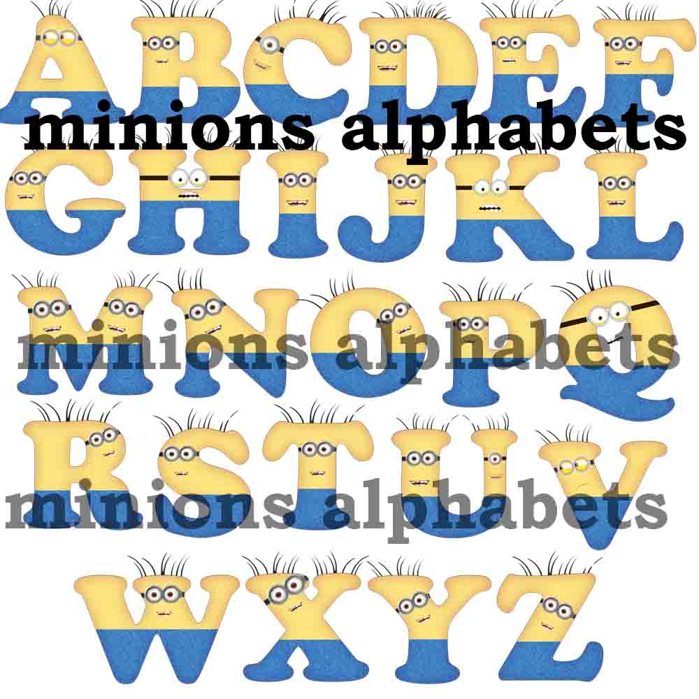 minions alphabets clipart
